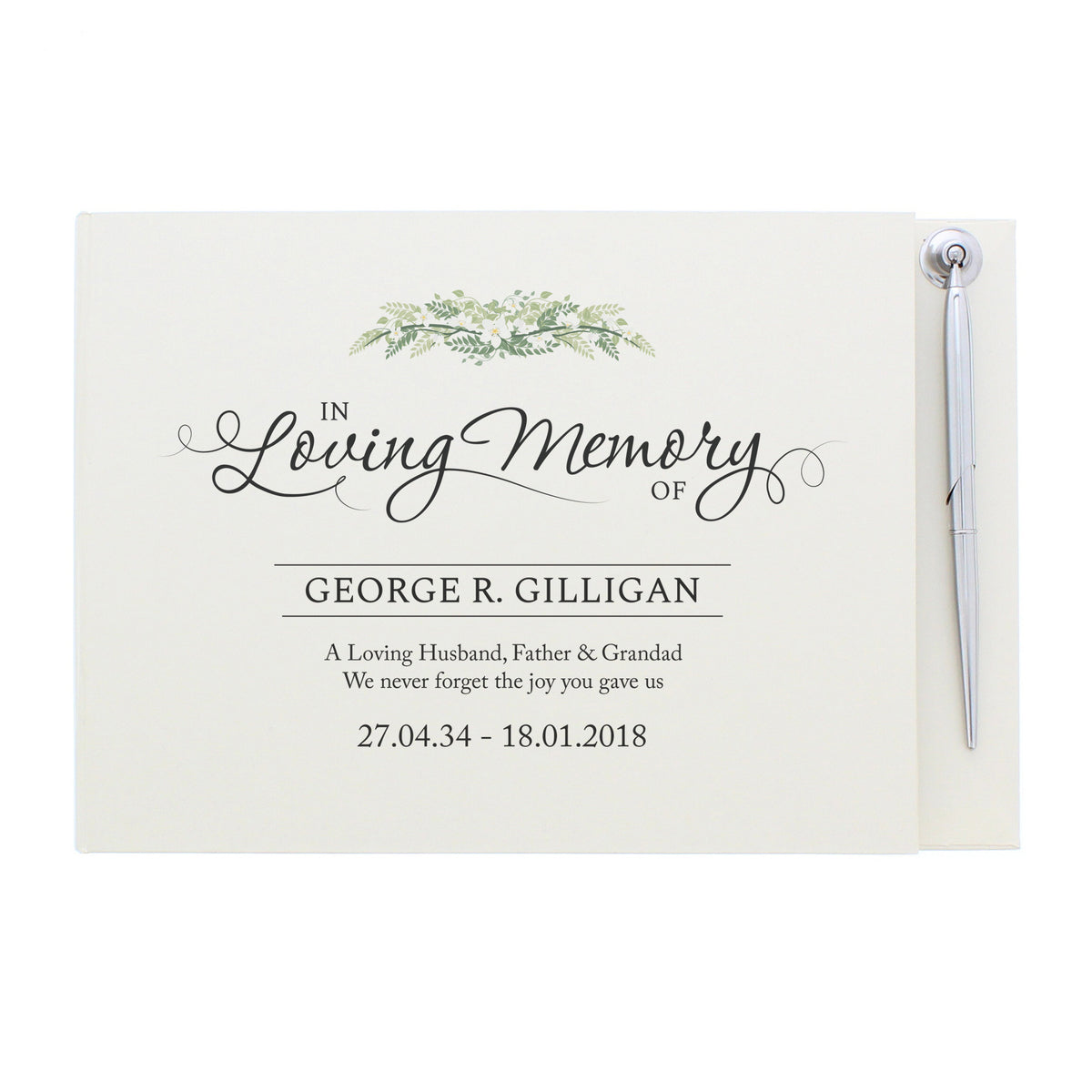 Personalised In Loving Memory Hardback Guest Book & Pen – Macmillan Cancer Support Shop