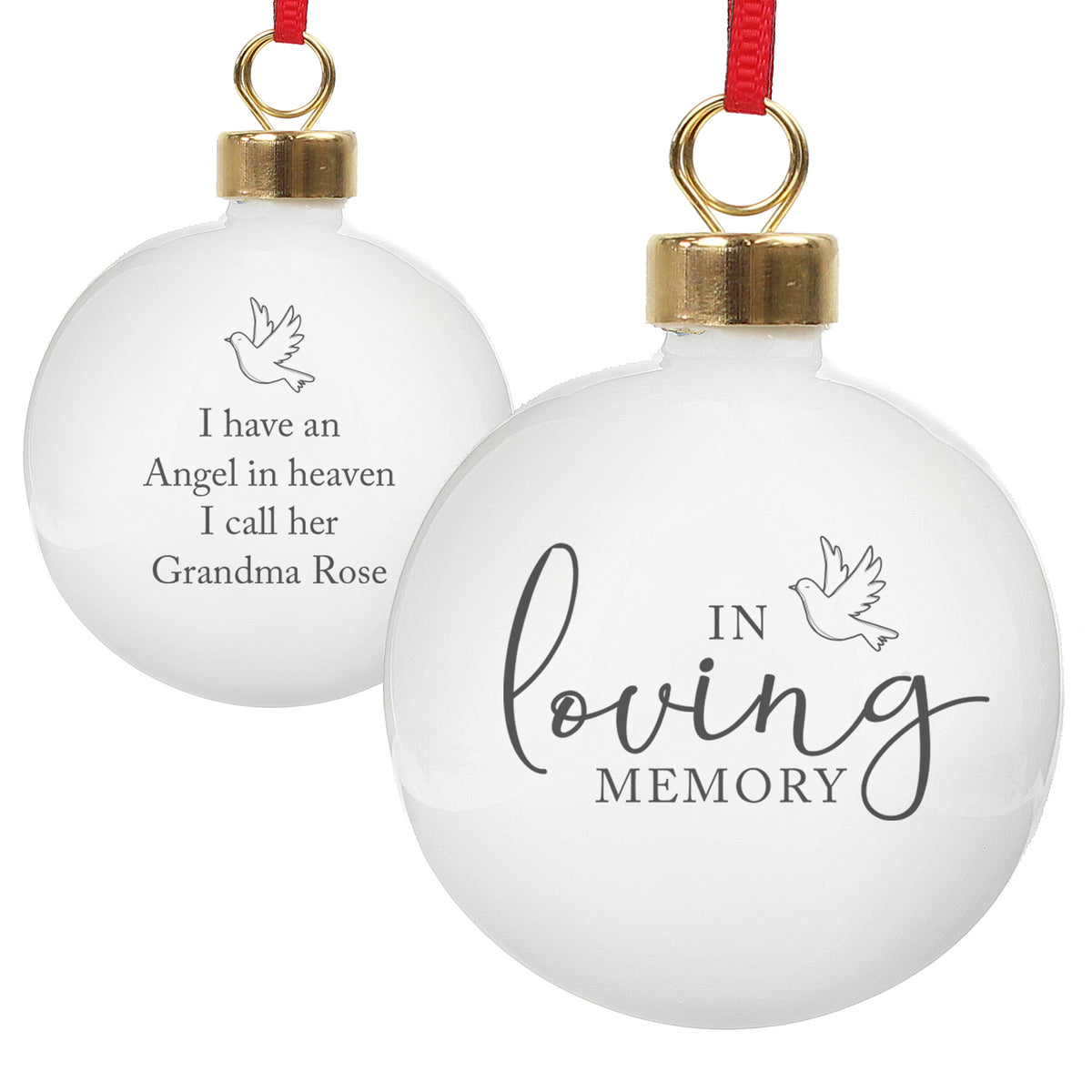 Personalised In Loving Memory White Bauble – Macmillan Cancer Support Shop