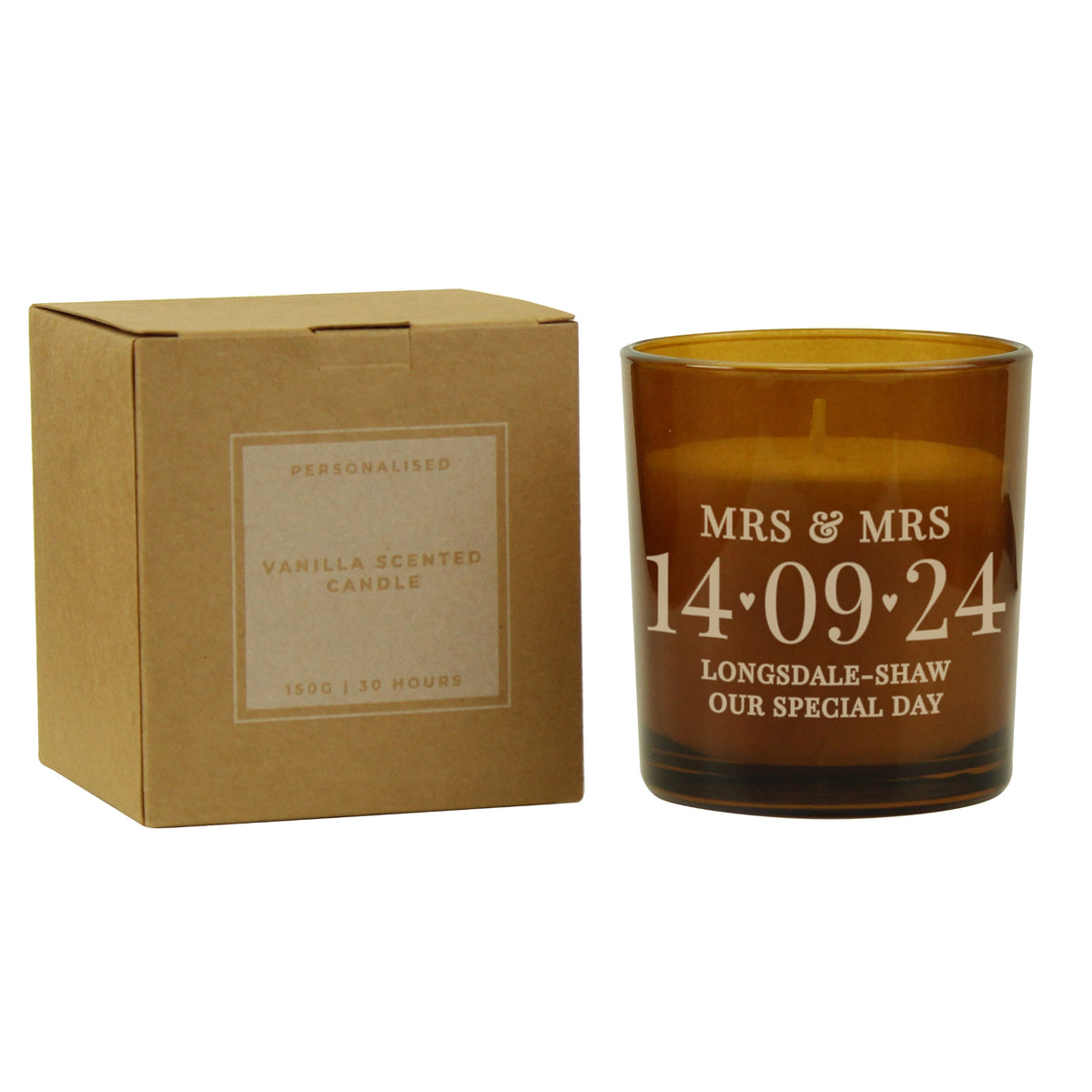 Personalised Special Date Amber Glass Candle – Macmillan Cancer Support ...