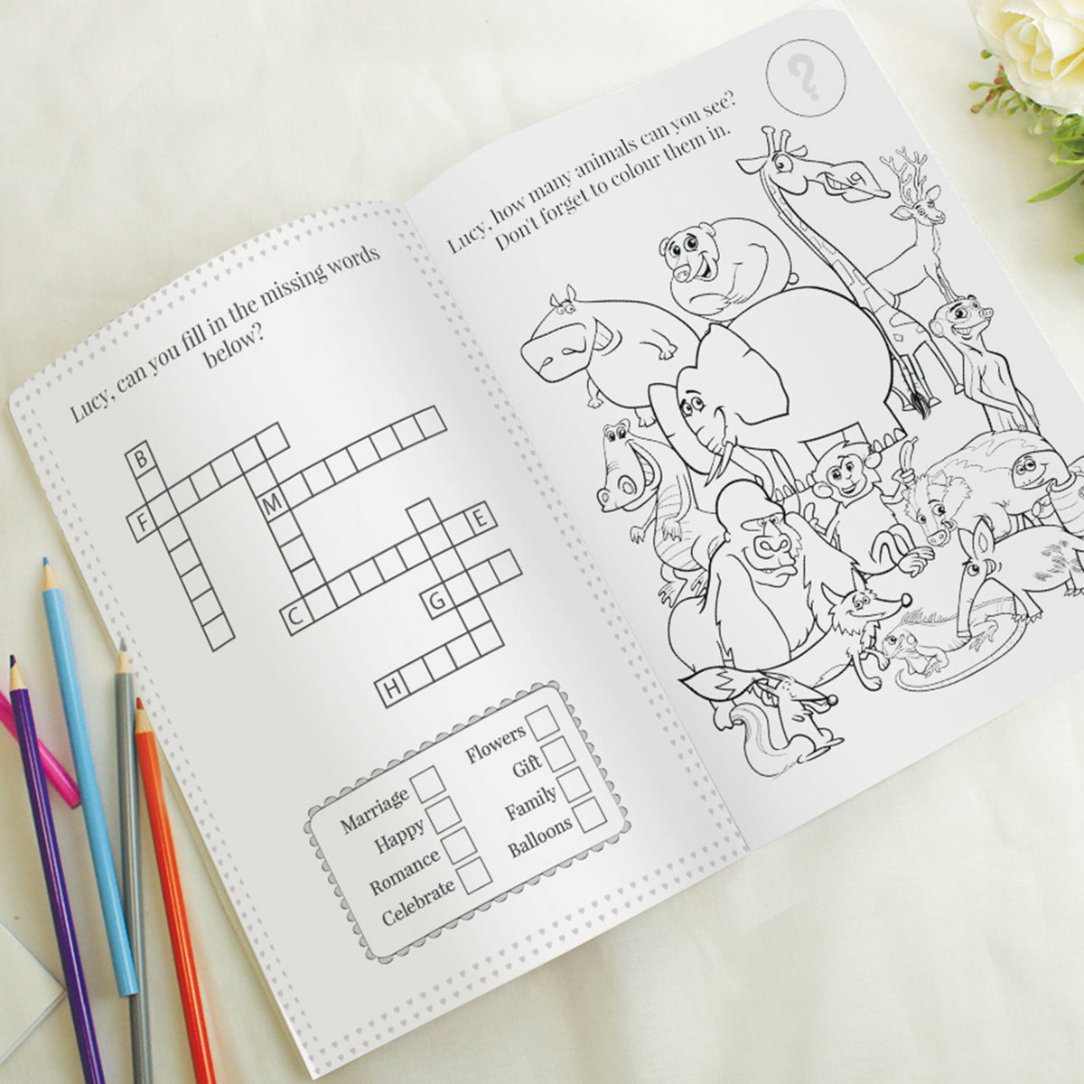 Personalised Pink A4 Wedding Activity & Colouring Book – Macmillan ...