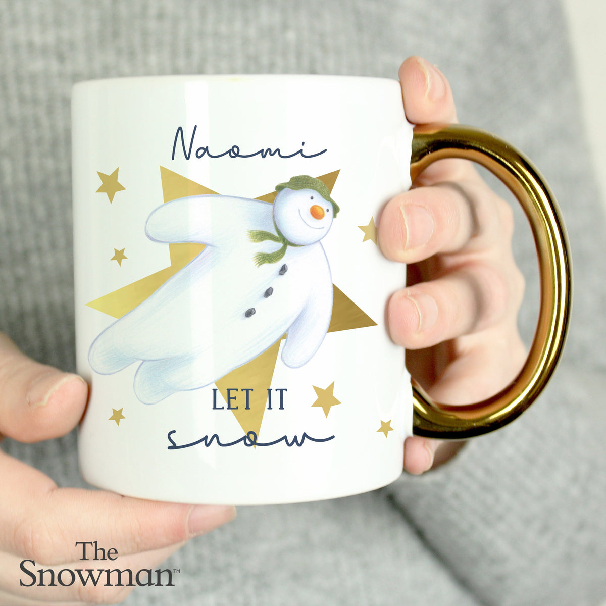 Personalised The Snowman Let it Snow Gold Handed Mug – Macmillan Cancer ...