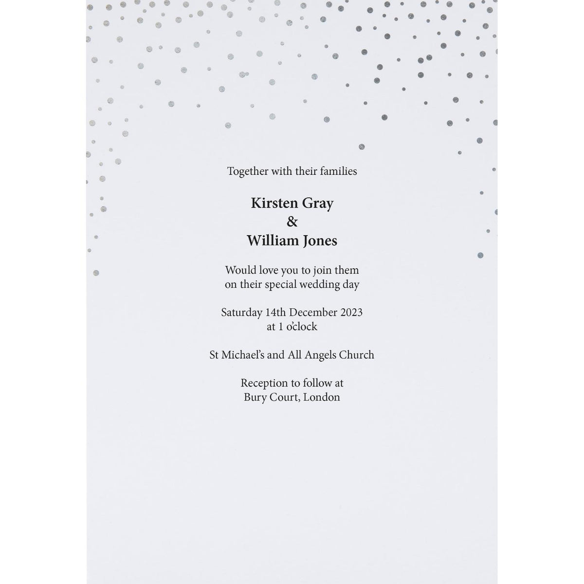 Silver confetti Invitation – Macmillan Cancer Support Shop