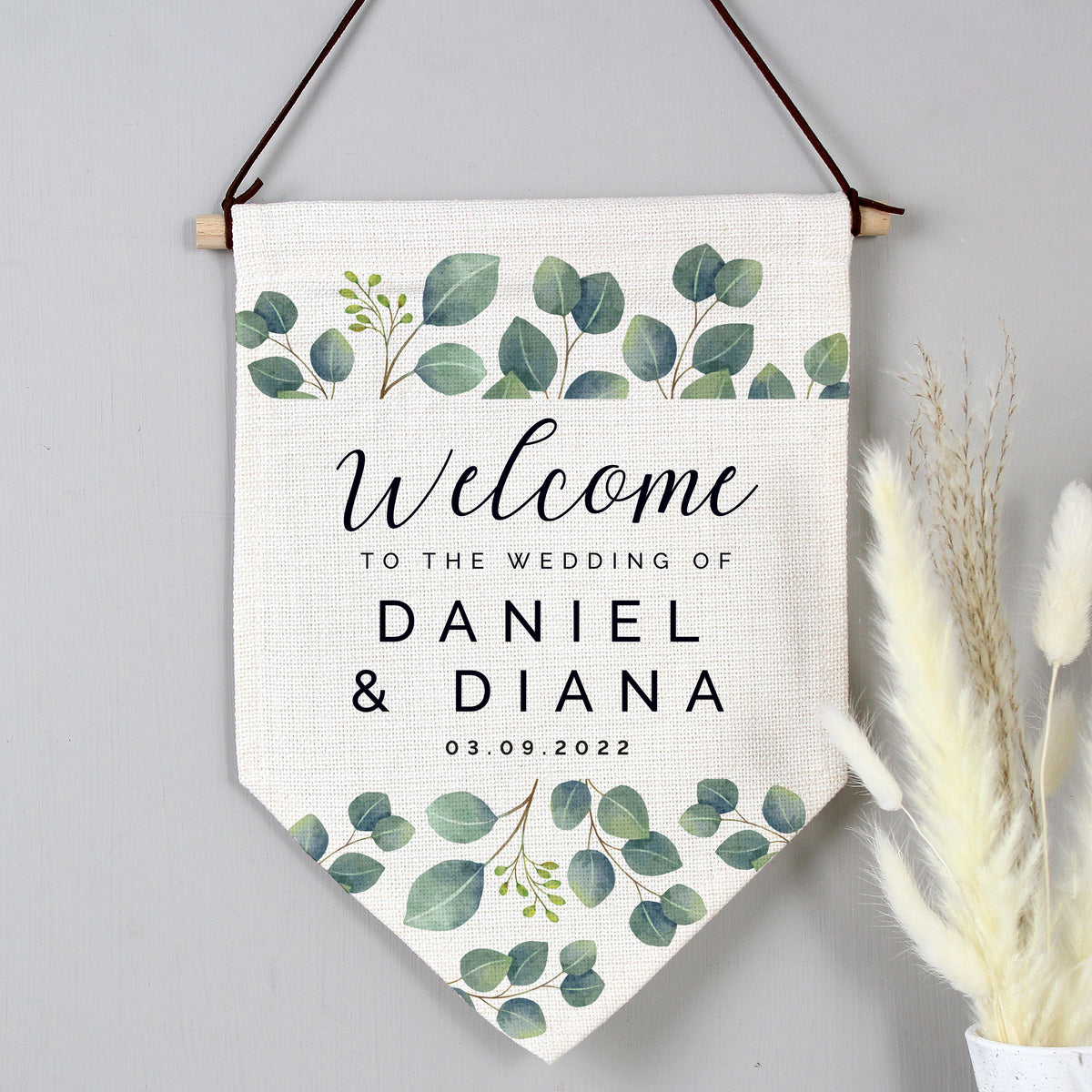 Personalised botanical hanging wedding banner – Macmillan Cancer ...